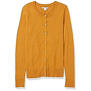 Amazon Essentials Women's Lightweight Crewneck Cardigan Sweater (Available in Plus Size), Tobacco Brown, XX-Large