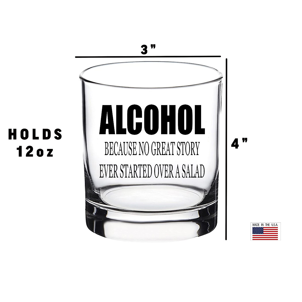 Rogue River Tactical Funny Alcohol Salad Old Fashioned Whiskey Glass Drinking Cup Gift For Him Men Dad Grandpa