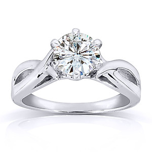 Kobelli Round Moissanite Solitaire Engagement Ring 1 CTW 14k White Gold, Size 5