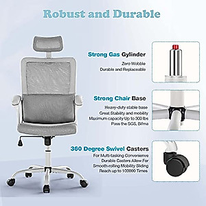 Desk Chair - Office Chair High Back Mesh Computer Chair with Lumbar Support Adjustable Height Swivel Home Office Chair