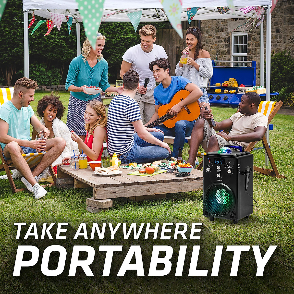 Professional Karaoke Machine for Adults and Kids - Singsation XL Portable Karaoke System - 60 Voice & 10 Sound Effects, 2 Karaoke Mics, 25 Room-Filling Light Show & Works w/Bluetooth