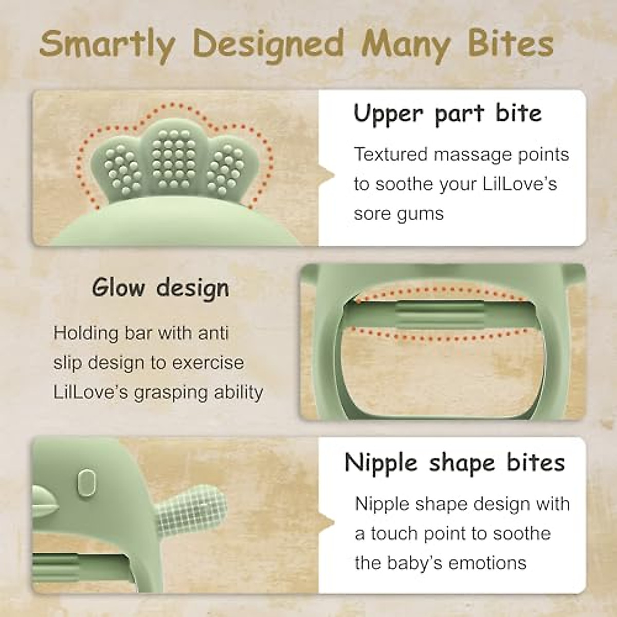 Baby Teething Toys by Komfy LilLove | Non-Toxic Infant Toys 0-6 6-12 Months | CPC Certified Teething Mitten | No Drop Teether for Baby Teething Relief | Baby teether Toys | Teething Pacifier