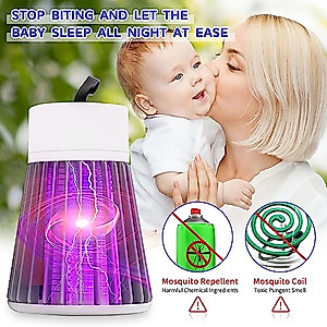 Bug Zapper Electric UV Insect Catcher Killer for Flies Fly Trap Lamp Mosquitoes,Gnats & Other Small to Large Flying Pests for Home, Kitchen,Garden,Patio,Camping & More with Plug (White)