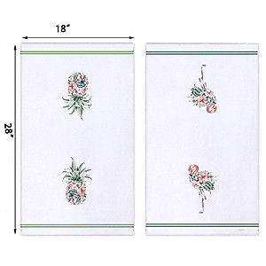 Set of 2 Watercolor Flamingo Pineapple Kitchen Dish Towel 18 x 28 Inch, Seasonal Spring Summer Floral Tea Towels Dish Cloth for Cooking Baking