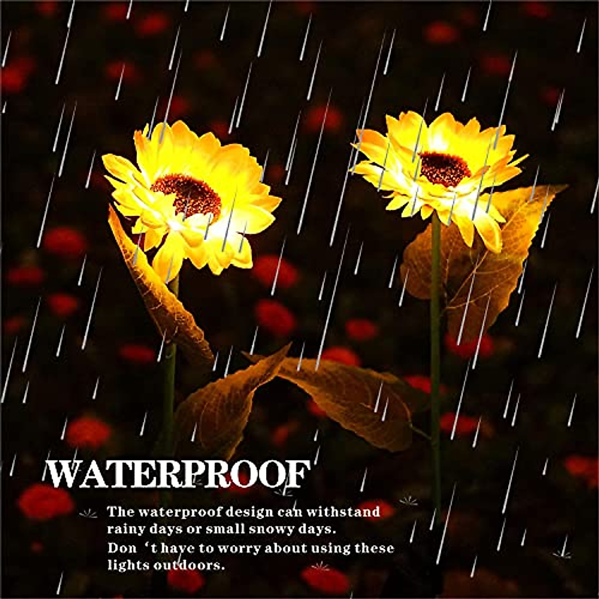 FELISHINE Solar Sunflower Stake Garden Lights, 2 Pack Waterproof LED Outdoor Lights,Large Realistic Flowers for Courtyard, Front Yard Backyard Pathway Patio Porch Walkway
