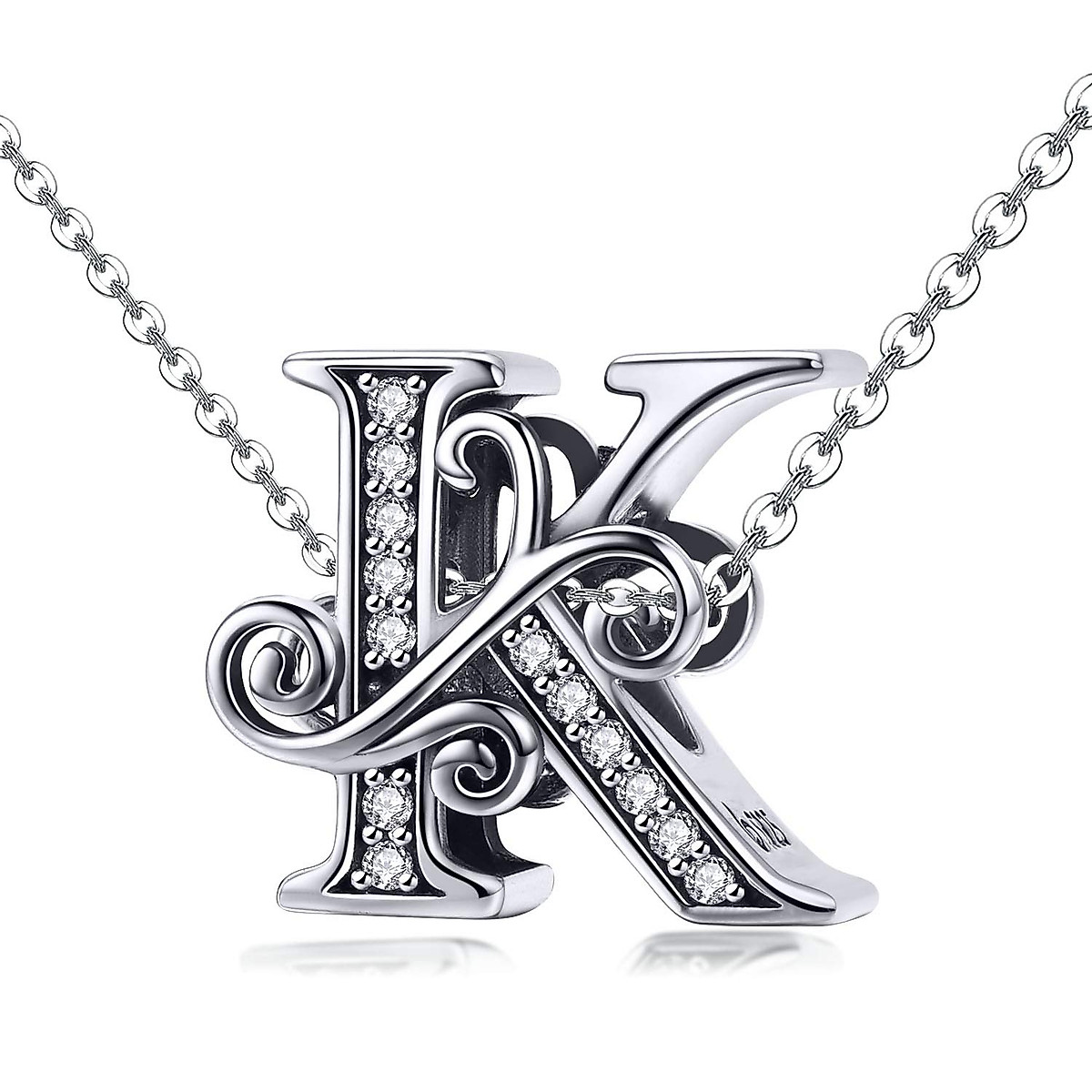 925 Sterling Silver Letter K Charms for Pandora Bracelets Alphabet Initial Beads Jewelry Gift for Women