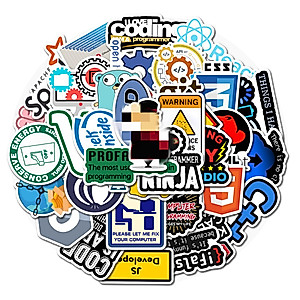 Tuqiso Programming Stickers for Developers, Coders, Programmers, Hackers, Geeks, and Engineers,Developper Stickers for Laptop (50 pcs)
