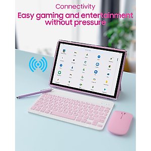 Tablet 2 in 1 Android 11 Tablets with Keyboard 10 inch Tabletas, Include Mouse Stylus Case Tempered Film, 6000mAh Tablet 32GB ROM 512GB Expandable Tableta, 8MP Dual Camera, WiFi BT Google Tablet PC.