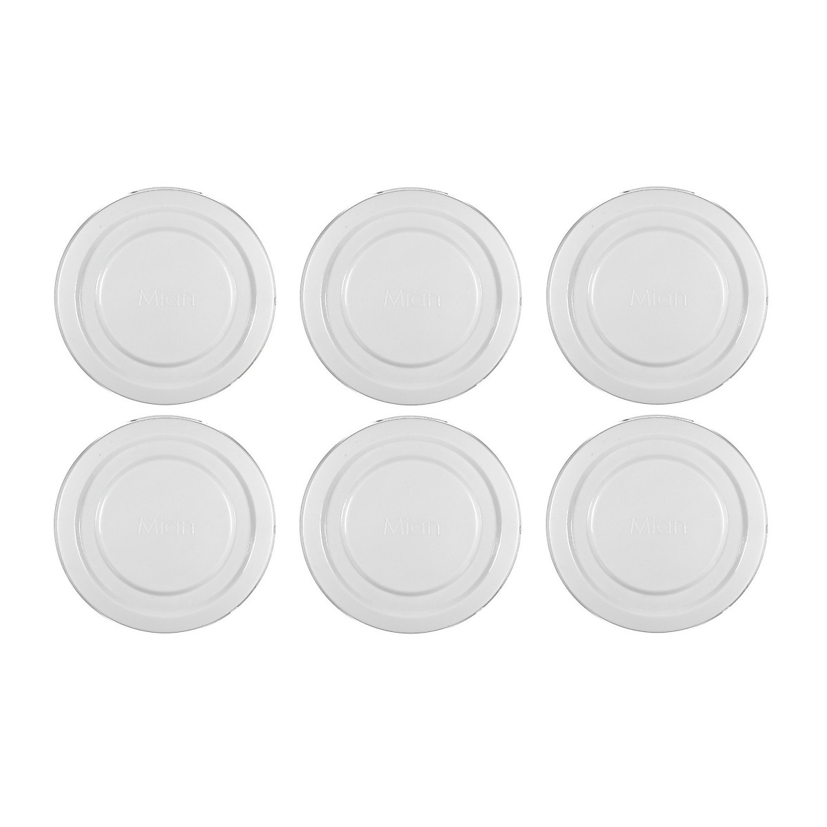 Mian White Plastic Lids fits Luminarc Working Glass 6 Pack