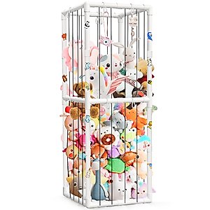 sunoyar Plush Stuffed Animal Storage Holder, Large Capacity Zoo Storage Cage Organizer, Animal Holder Organizer with Bottom Net for Nursery Play Room Bedroom Decoration