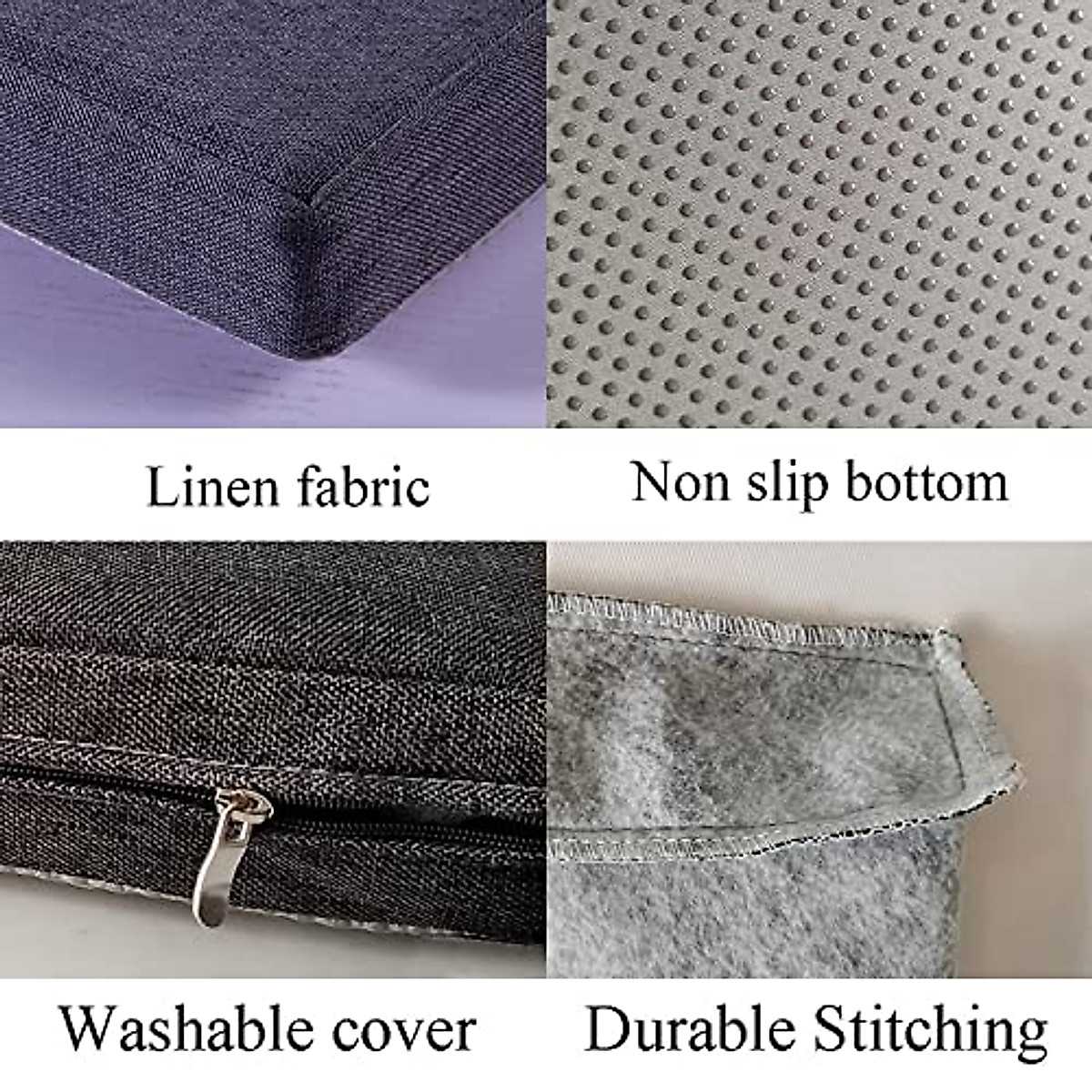 Piano Bench Cushions with Ties Non Slip Memory Foam for Indoor Shoe Storage, Window Seat, Patio Seating, Dining Room Sette Bench pad 30x14 inch, Grey