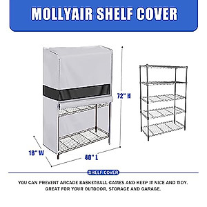 MOLLYAIR Wire Rack Cover, Suitable for Shelf 48X18X72in, Storage Shelf Unit Cover Used to Cover Sundries, Only Silver Black Cover
