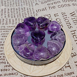 10 PCS Natural Heart Shaped Crystals Thicken Amethyst Polished Love Hearts Healing Crystal Cute Stones Palm Real Gemstone Set Wholesale Reiki Energy Balancing Meditation Bulk Gift for Mothers Day