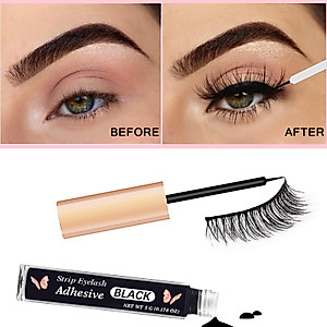 CMNRO Lash Glue Eyelash Glue Waterproof Eyelash Glue for False Lashes Super Strong Hold Eyelash Adhesive Latex-Free Safe on Skin Suitable for Sensitive Eyes 0.176oz Black2