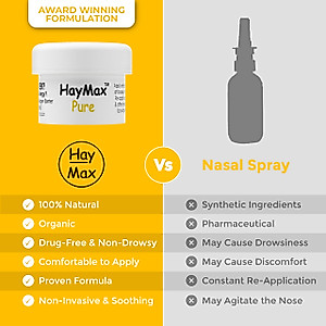 HayMax Allergen Barrier Balm, Pure 0.17 fl oz (5ml), Organic, Natural, Non-Drowsy Allergy Relief - Traps Pollen, Dust & Allergens - Hay Fever Relief, Cedar Fever Allergy Relief, Ragweed Allergy Relief