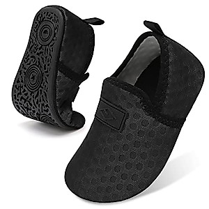 Toddler Water Socks Boy Beach Swim Aqua Shoes Toddler House Slippers Socks for Boy Girl Quick Dry Water Shoes Black Size 7-8