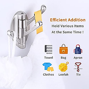 Angle Simple Folding Towel Hook Brushed Nickel, Metal 3 Arms Swivel Hook, Flexible Robe Coat Hook, Space Saving Wall Hook for Bathroom RV