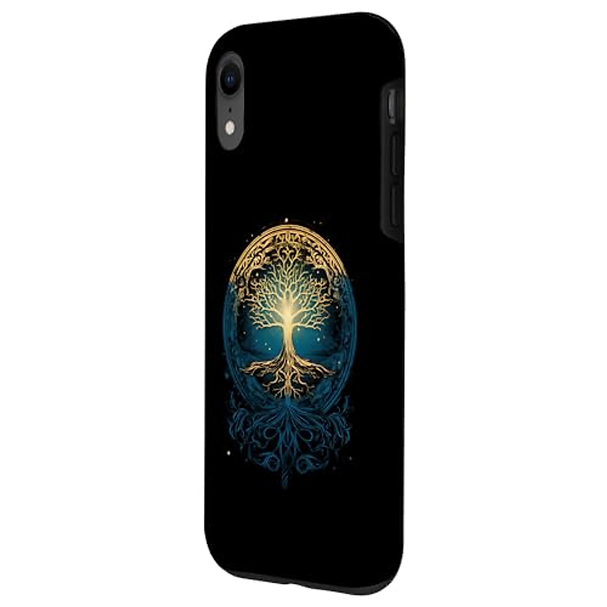 iPhone XR Odin Tree of Life Viking Valhalla Pagan Blue and Yellow Case
