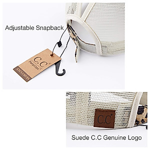 C.C Hatsandscarf Faux Suede Leopard Print Fabric Ponytail Baseball Cap (BT-44) (Leopard)