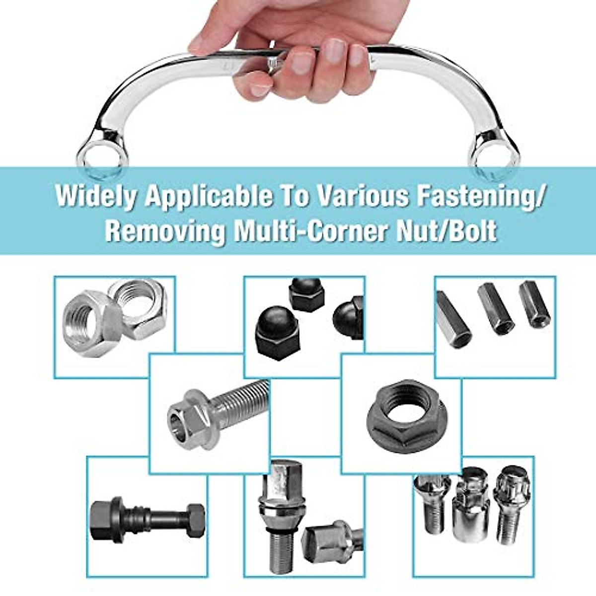 DURATECH Half Moon Box Wrench Set, Metric, 5-Piece, 8mm to 22mm, 12 Point, CR-V Steel, with EVA Foam Tool Organizer