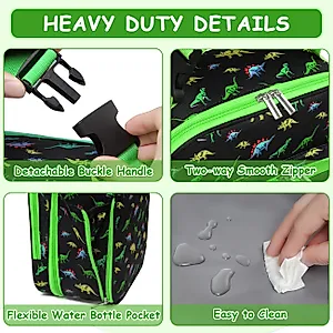 VASCHY Lunch Boxes Bag for Kids, Reusable Lunch Box Containers for Boys and Girls with Detachable Shoulder Strap, Insulated Lunch Coolers for School Cute Dinosaur