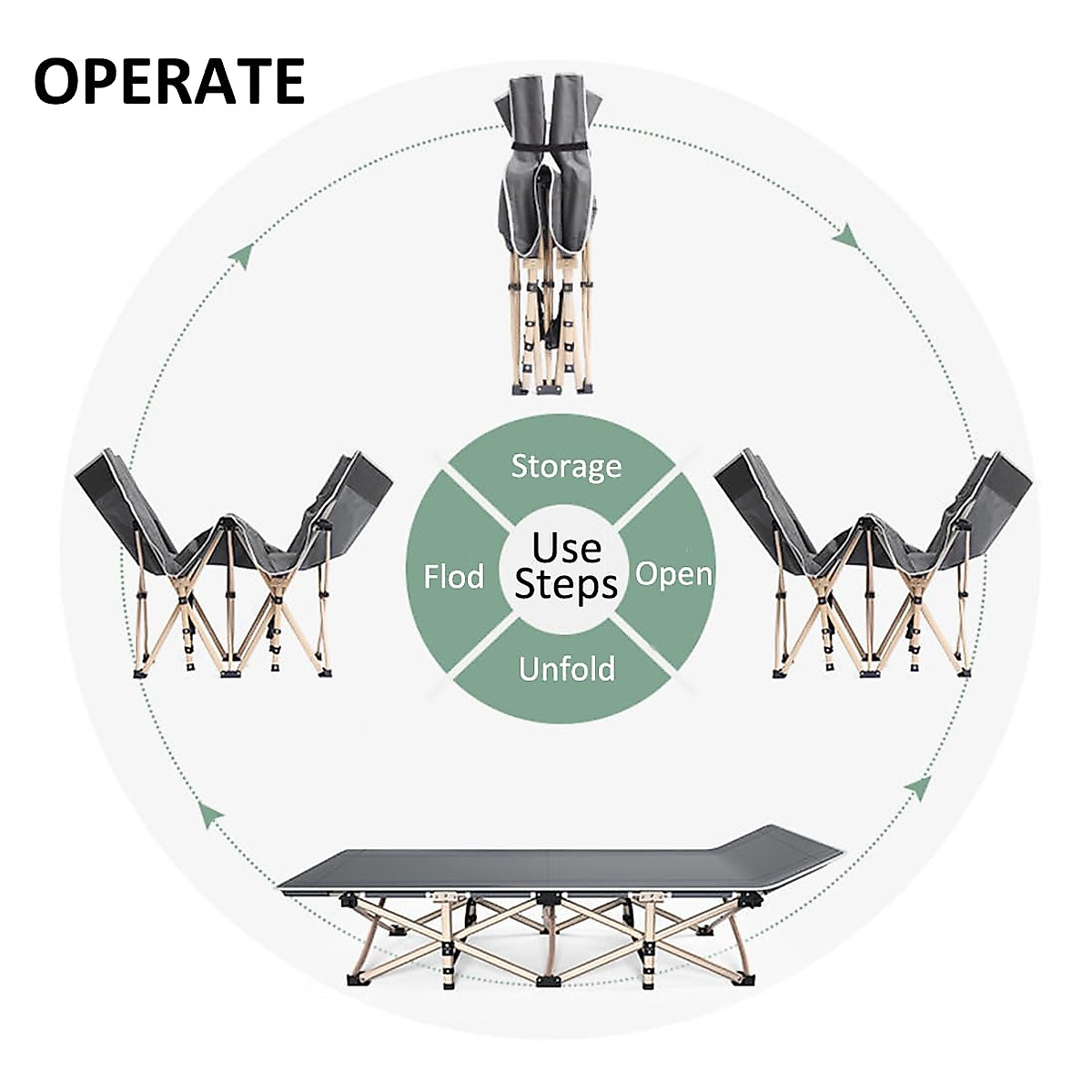 STARBRILLIANT Adjustable Foldable Deck Chair with Cushion, Foldable Outdoor Terrace Lounge Chair, Open to Rest No Pillows Needed (Gray B)