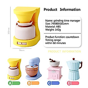 Hoshen Cute Coffee Appliance Shape Time Manager, Kitchen Cooking and Baking Timer, Learning Reminder Time Alarm Timer，Moka Pot(Random Delivery of New and Old Models)