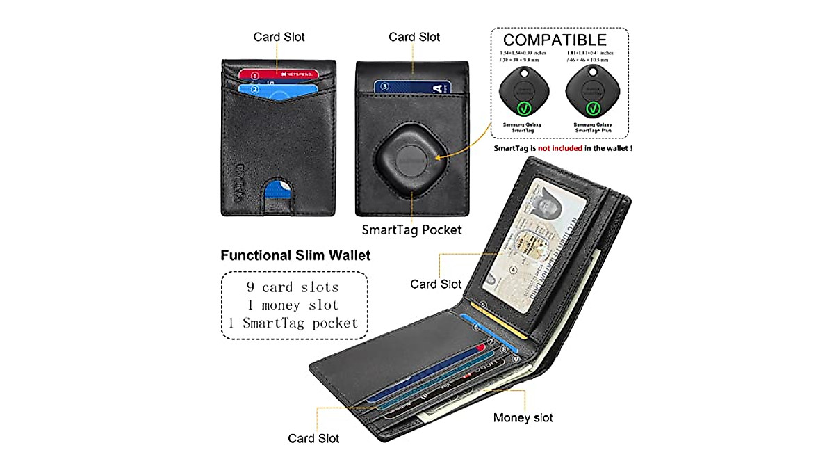 Smart Tag Wallet for Men with RFID Blocking & Genuine Leather