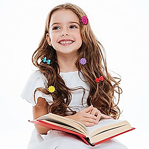108 Pieces Self Hinge Hair Barrettes for Girls Plastic Hair Barrettes Baby Girl Barrettes 80s 90s Flower Bow Cartoon Design Hair Pins for Baby Girls Toddlers (Cute Style)