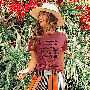 Chicken Shirts for Women Buy Me Chickens and Tell Me You Hate The Goverment T-Shirts Cut Funny Farm Short Sleeve Top Tee Red
