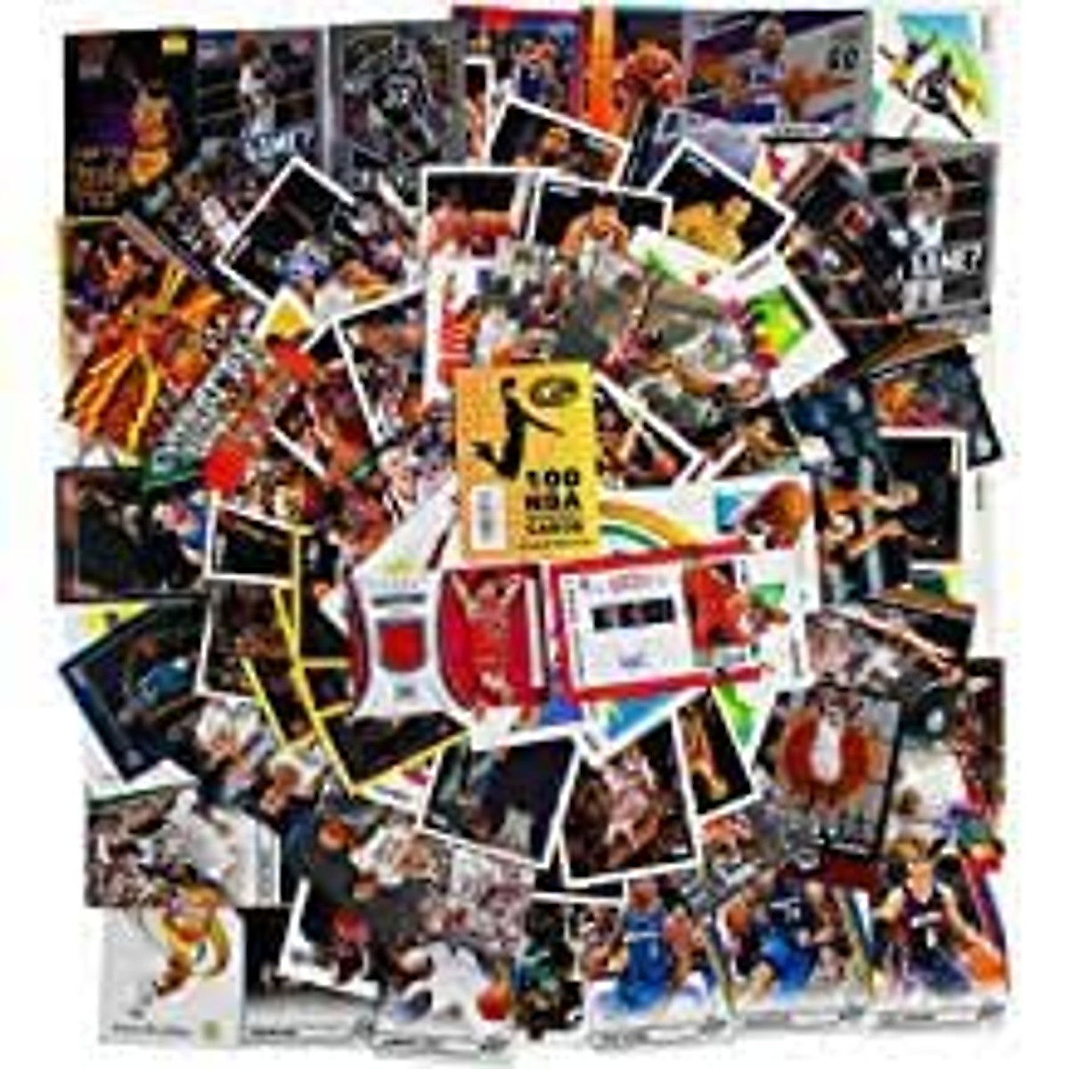 Alleo 100 Official NBA Basketball Cards, Rookies, Stars, Hall of Fame and 1 Authentic Autograph or Jersey Cards