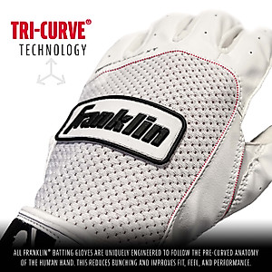Franklin Sports MLB Batting Gloves - Classic XT Adult Men's + Youth Batting Gloves Pair - Baseball + Softball Gloves - White - Adult Small
