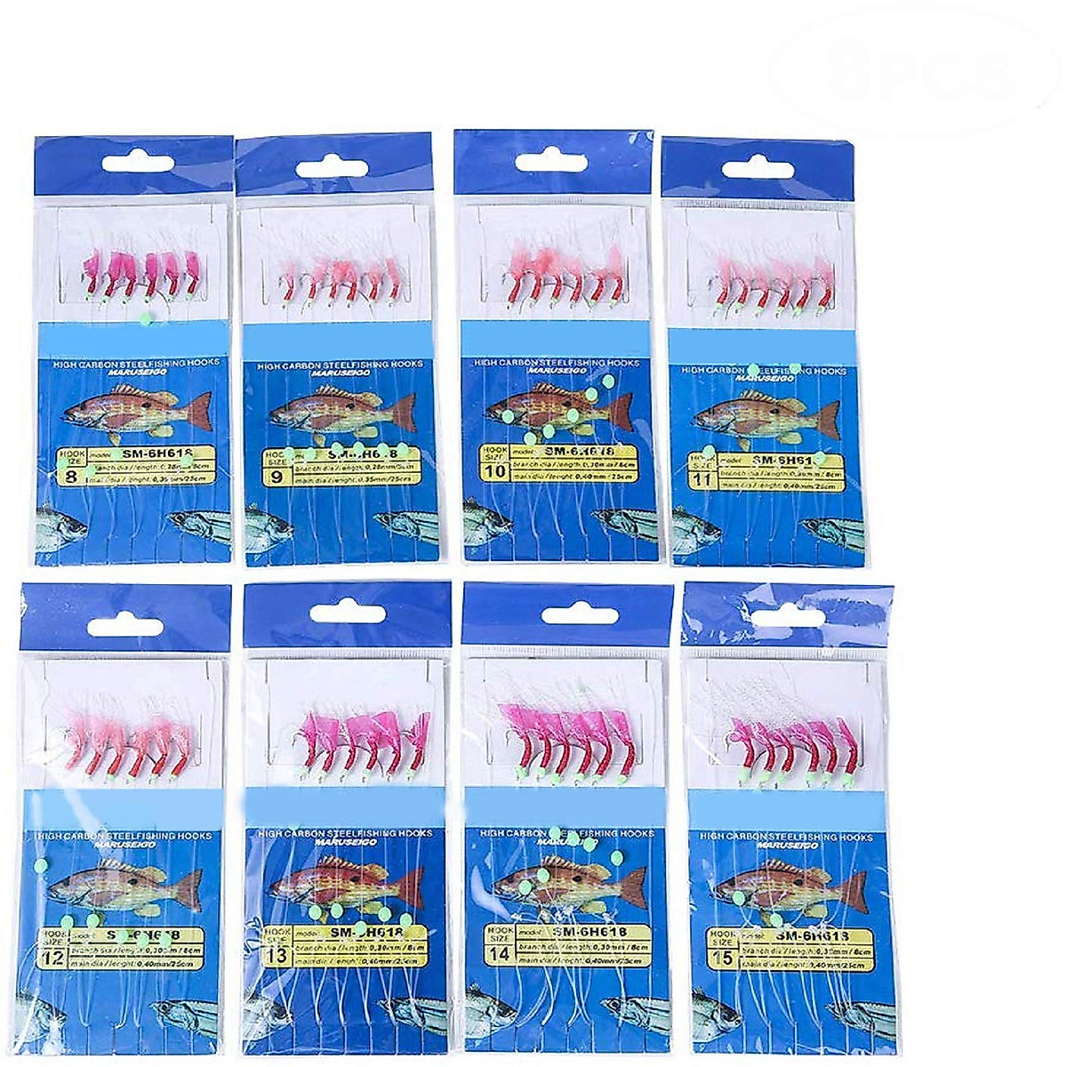 Bait Rig Assorted 16 Packs Freshwater/Saltwater Sea Fishing Rigs, Bait Rigs with Ball Bearing Swivel for Bass Trout Walleye Red Fish