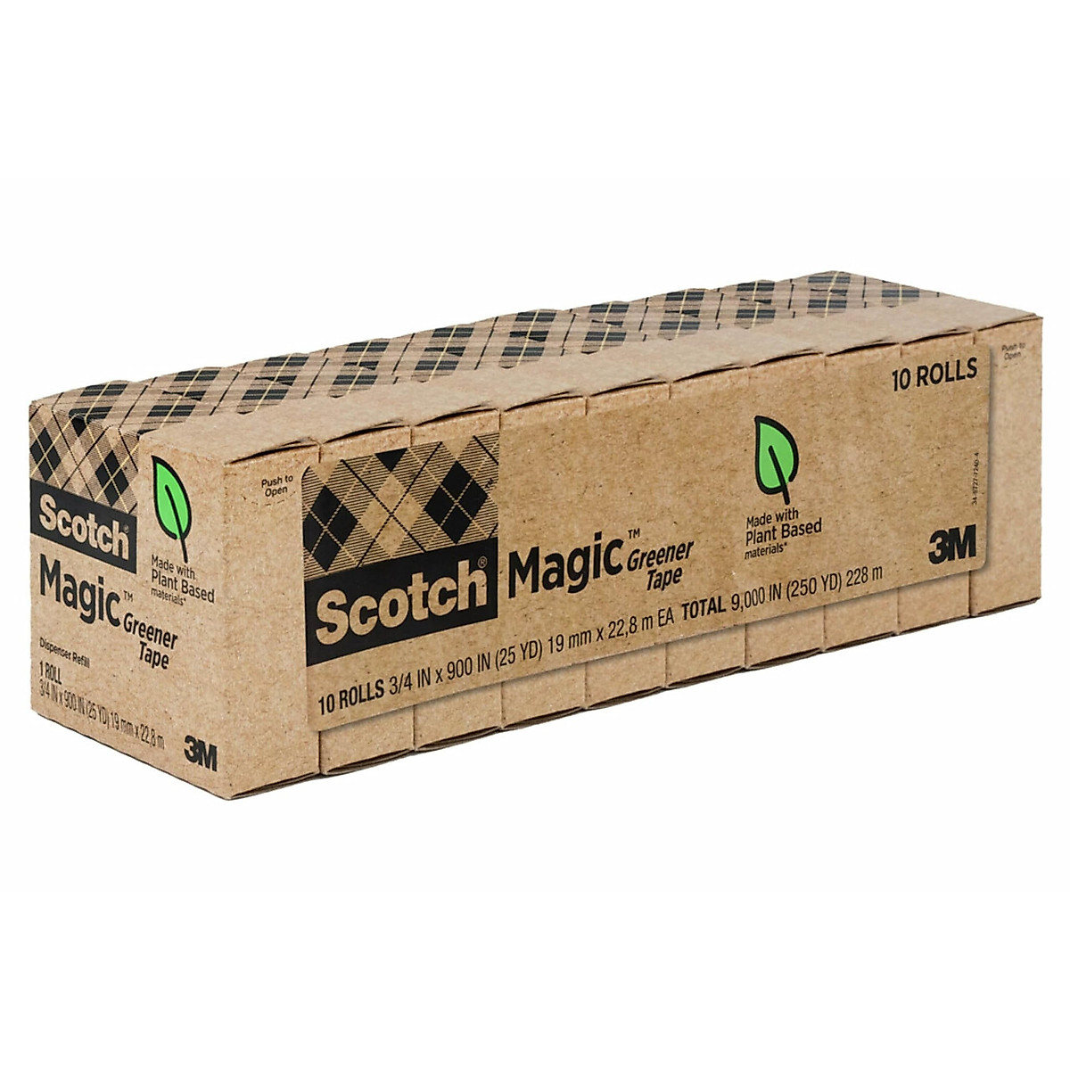 Scotch Magic Greener Tape, 10 Rolls, Numerous Applications, Invisible, Engineered for Repairing, 3/4 x 900 Inches, Boxed (812-10P)