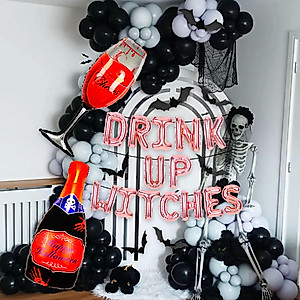 LaVenty Rose Gold Witches Balloons Cheers Witches Decoration Drink Up Witches Banner Cheers Witches Sign Witches Party Decoration Halloween Bachelorette Party Decoration