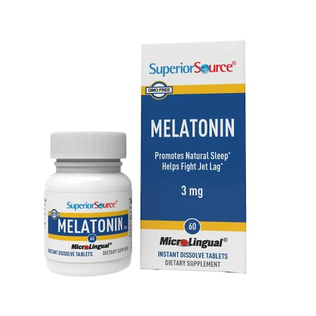 Superior Source Melatonin 3 mg, Quick Dissolve MicroLingual Tablets, 60 Ct, with Chamomile, Natural Sleep Support, Melatonin, for Adults, Non-GMO