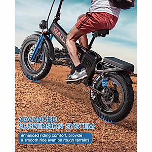 W Wallke Electric Bike Adults Folding 1000W 48V 40Ah/36Ah Long Range Ebike 33mph Fast 20 inch Fat Tire Electric Bicycle Full Suspension