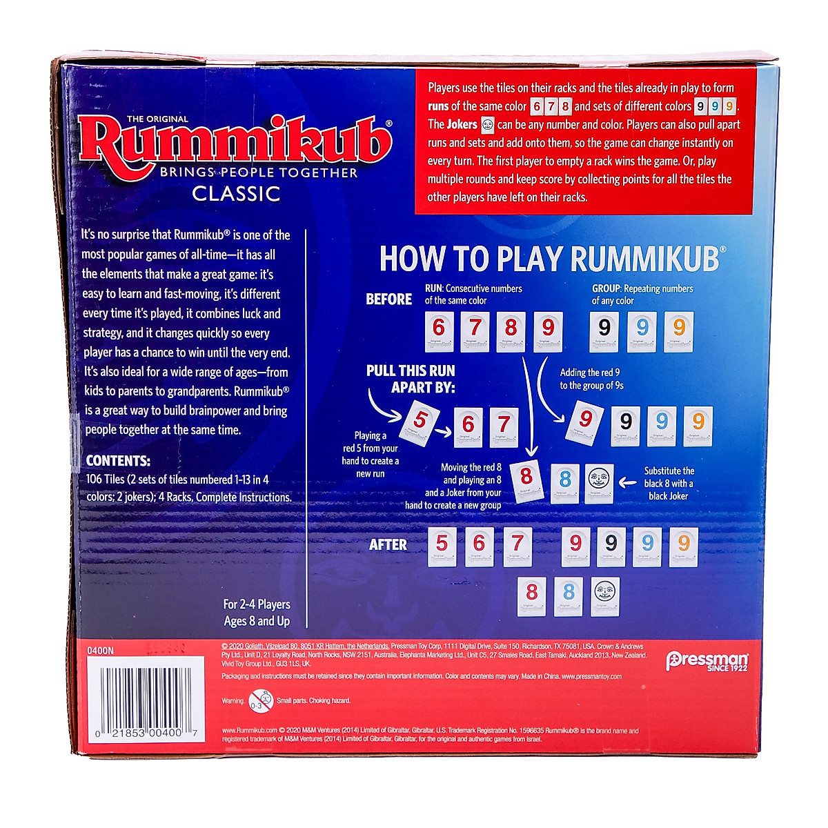 Pressman Rummikub - The Original Rummy Tile Game | Exciting Family Game of Strategy and Luck | Promotes STEM Skills | For Kids, Teens, Adults | 2-4 Players, Ages 8+