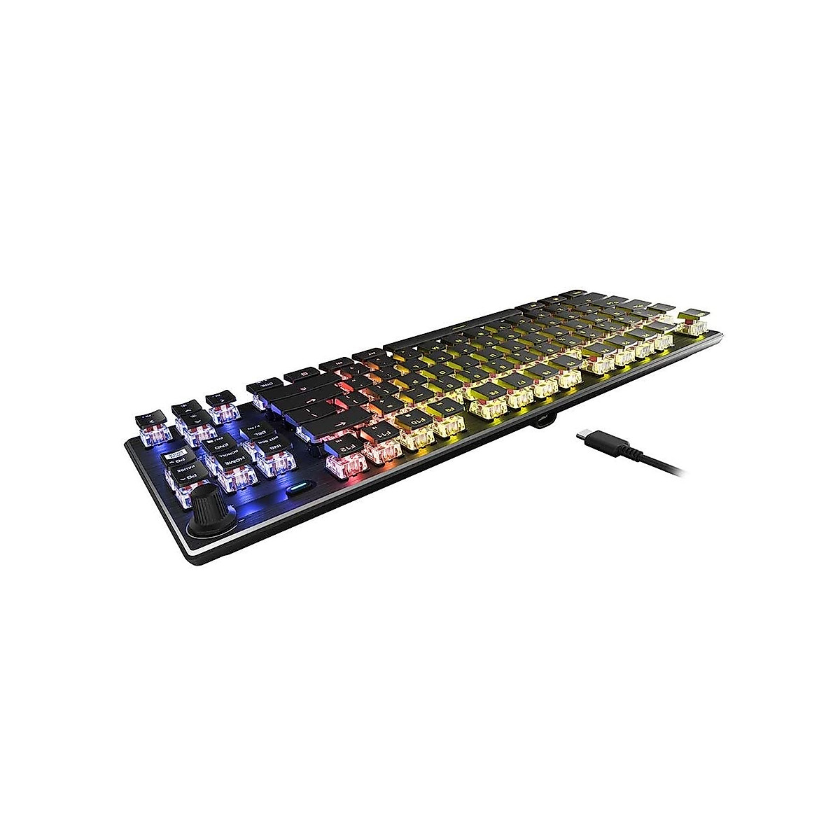 ROCCAT Vulcan TKL Linear PC Gaming Keyboard, Titan Switch Mechanical with Per Key AIMO RGB Lighting, Tenkeyless, Compact Design, Anodized Aluminum Top Plate, Detachable USB-C Cable, Black