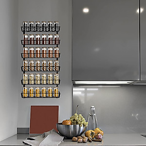 SWOMMOLY Adjustable Wall Mount Spice Rack Organizer, 12-Tier Dual-use (Multi-use) Hanging Spice Shelf Storage for Kitchen Pantry Cabinet Door, Seasoning Holder Organizer, Black