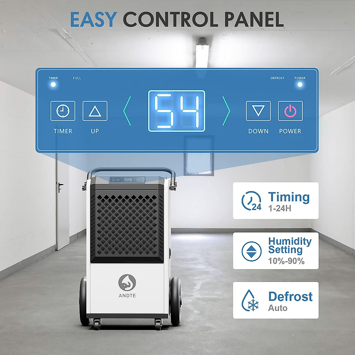 ANDTE 250 Pint Commercial Dehumidifier with Pump for Industrial,8000sqft Commercial Grade Dehumidifiers with Drain Hose for Basements,38 Gallon/Day