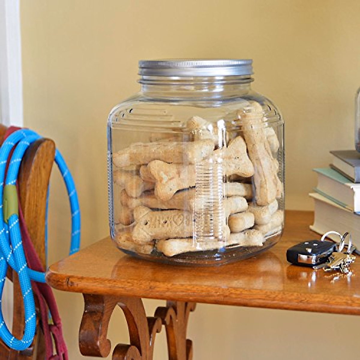 Anchor Hocking 2-Quart Cracker Jar with Brushed Aluminum Lid, Set of 4