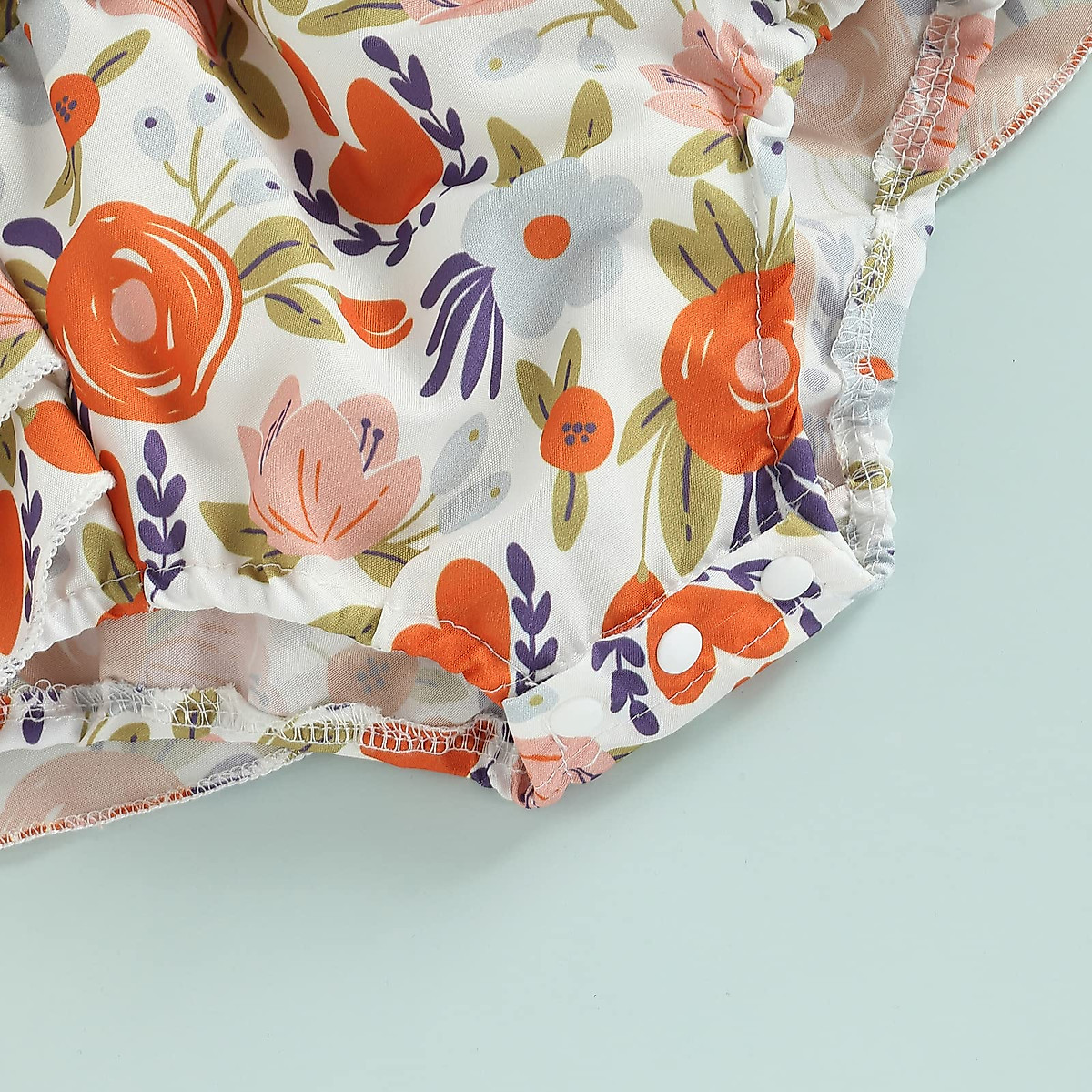 Frietlebird Newborn Baby Girl Clothes Floral Romper Ruffle Sleeve Onesie Dress with Headband Spring Summer Outfit (B-Purple,0-3 Months)