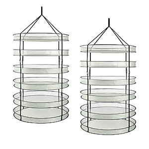 iPower 3 Feet 6 Layer Herb Drying Rack Hanging Dry Net with Foldable Heavy Duty Rings and Carrying Bag, Detachable 2-Pack, Green