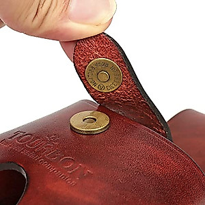 TOURBON Leather Tape Measure Holder for Belt (Brown - Small)