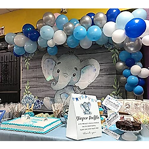 Tesedupoole Diaper Raffle Sign, Baby Shower Game Kit, 50 Guessing Cards, Elephant Bunting Raffle Insert Ticket, Decorations