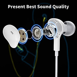 Wired Earbuds with Microphone,Wired Earphones in-Ear Headphones with Storage Case HiFi Stereo Powerful Bass Crystal Clear Audio Compatible with Samsung Galaxy Pixel Moto G iPad, Most with 3.5mm Jack