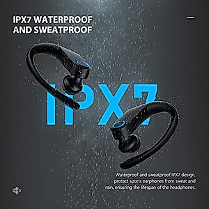 seenda Bluetooth Earbuds Wireless Headphones, True Wireless Stereo Sports Earphones, Bluetooth 5.0, IPX7 Waterproof Stereo Sound, Sweatproof Over Ear Earphones for Sports Running Workout Gaming Black