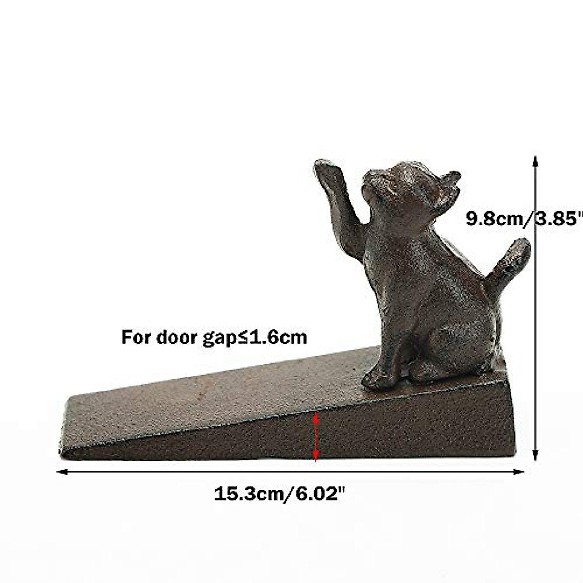 Sungmor Heavy Duty Cast Iron Cat Door Stops | Decorative Cute Animal Statue Metal Door Stopper Wedge with Non-Slip Mat | Solid & Antique Style Windproof Door Holder for Patio Yard Garden Farmhouse