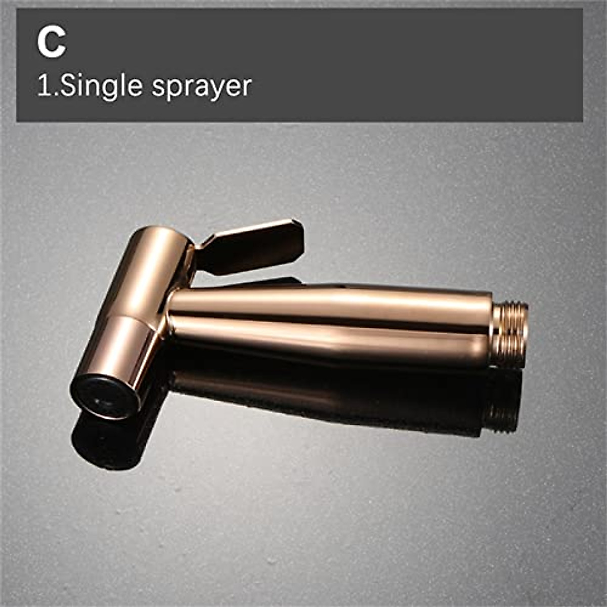 MINJING Bidet Faucet, Single Cold Toilet Bidet Sprayer Douche Kit, Rose Gold Hand Held Shower Faucet Stainless Steel Copper Valve Jet Set,A Set